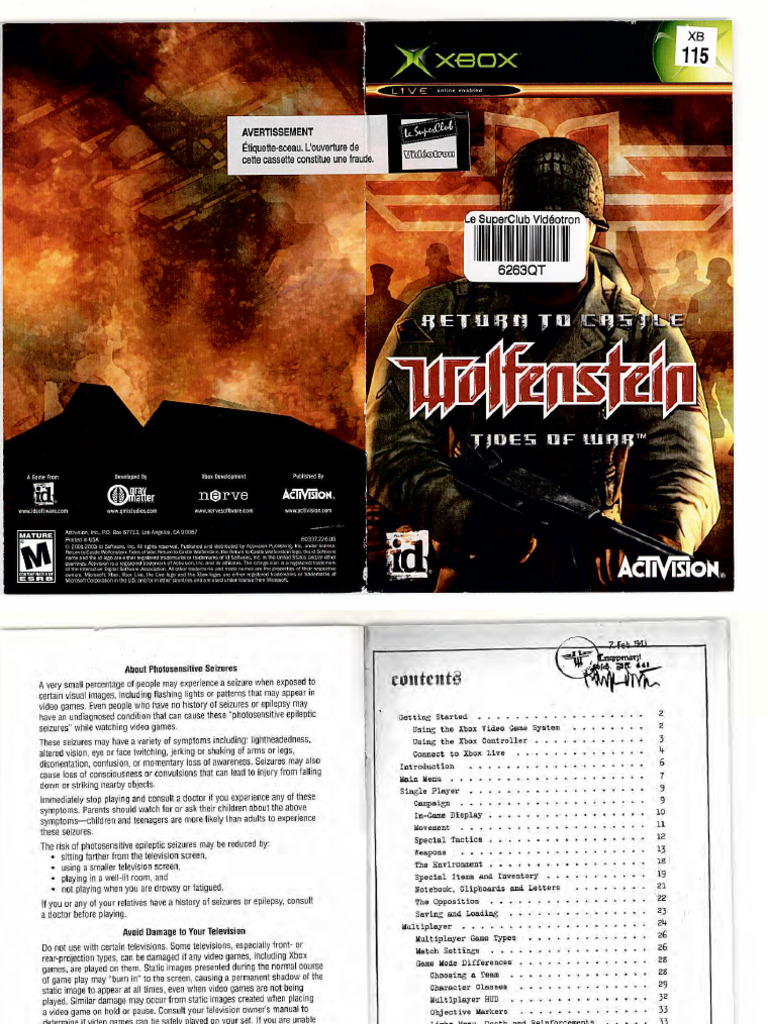 Return to Castle Wolfenstein- Tides of War - 2003 - Activision | PDF