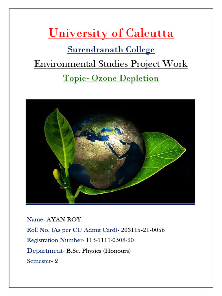 Ayan Roy ENVS Project PDF | PDF | Ozone Depletion | Chlorofluorocarbon
