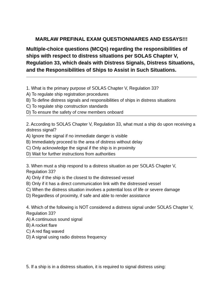 Marlaw Prefinal Exam Charlie | PDF | Safety | Occupational Safety And Health