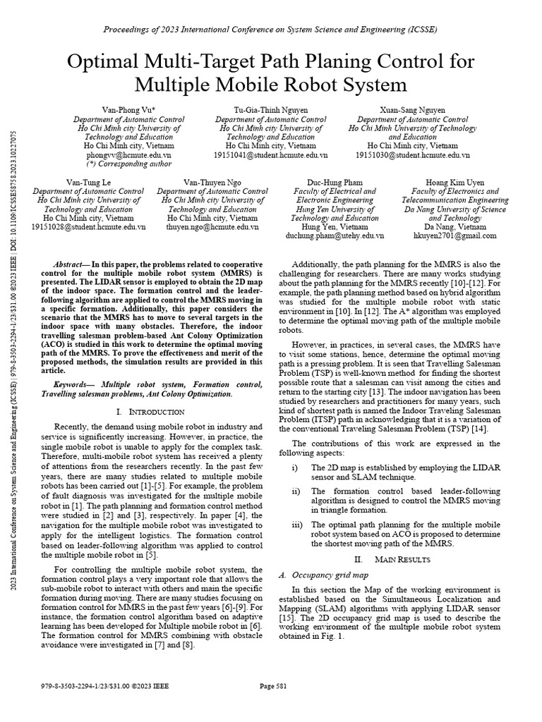 Optimal Multi-Target Path Planing Control For Multiple Mobile Robot System | PDF | Applied ...