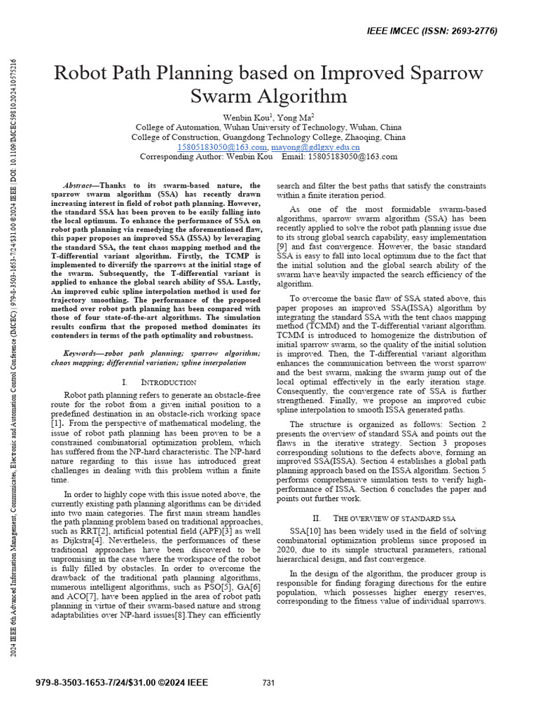 Robot Path Planning Based On Improved Sparrow Swarm Algorithm | PDF | Chaos Theory ...
