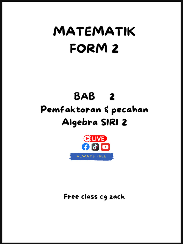 Siri 2 Maths Form 2 Bab 2 | PDF