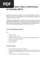 Cómo Hacer Citas y Referencias en Formato APA | PDF | Citación | Estilo apa