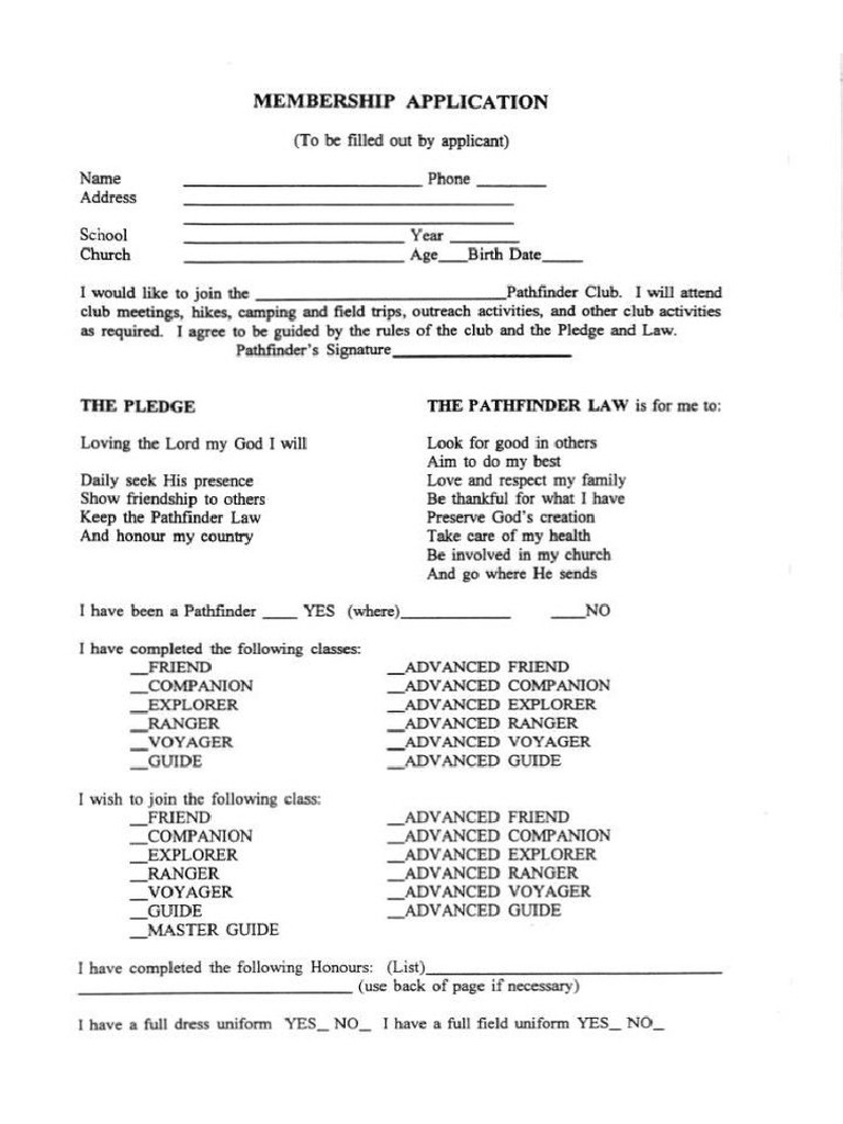 Pathfinder Registration Form | PDF