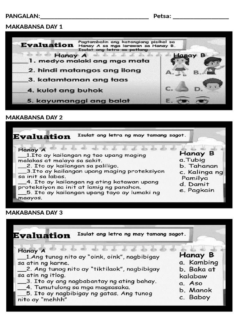 Makabansa Worksheet W1 | PDF