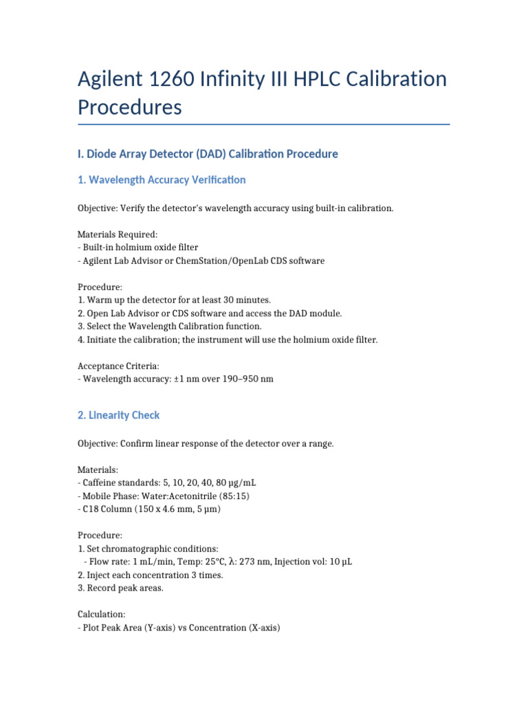 HPLC Calibration: Wavelength Accuracy Guide | PDF | Ultraviolet | High ...