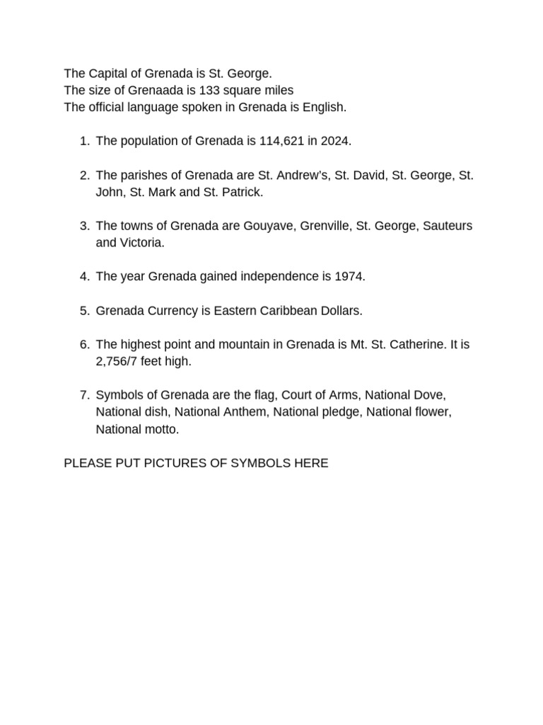Grenada: Facts, Symbols, and Leaders | PDF