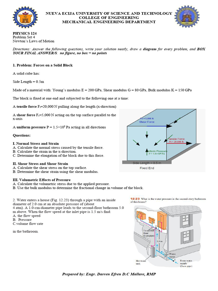 Phy124 ProbSet 5 | PDF | Stress (Mechanics) | Young's Modulus