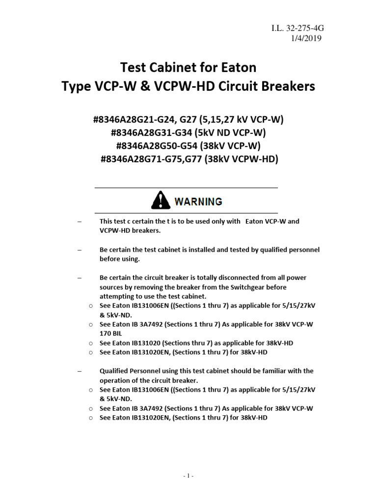 Eaton VCP-W Test Cabinet Instructions | PDF | Direct Current | Power Supply