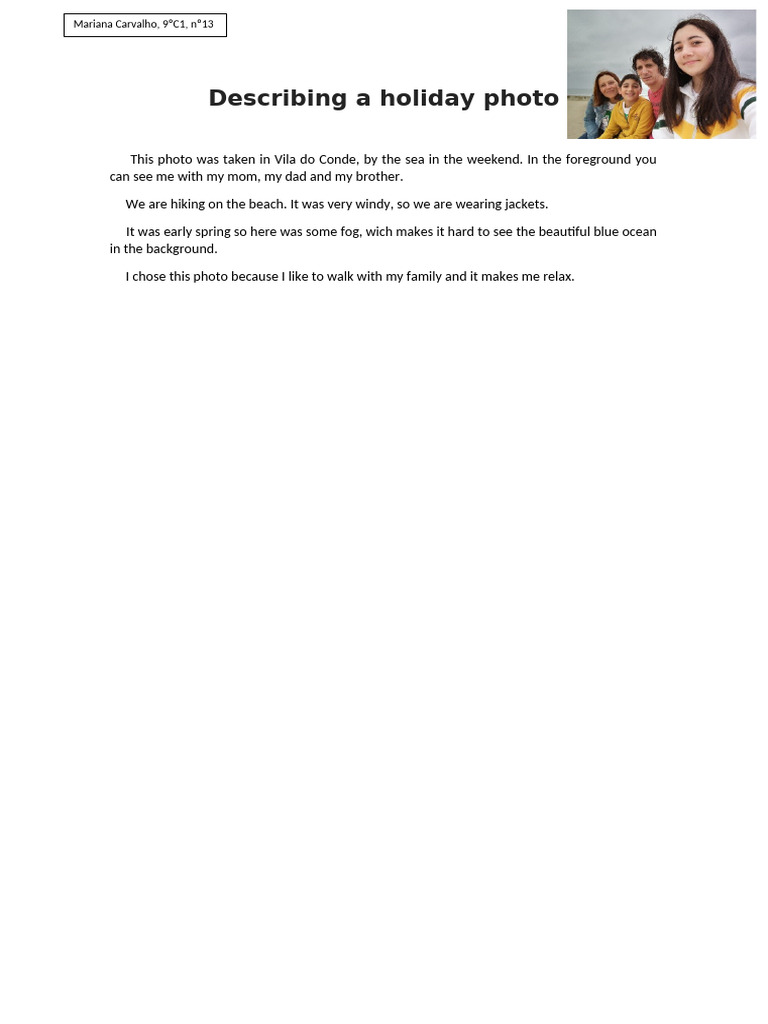 Describing A Holiday Photo | PDF