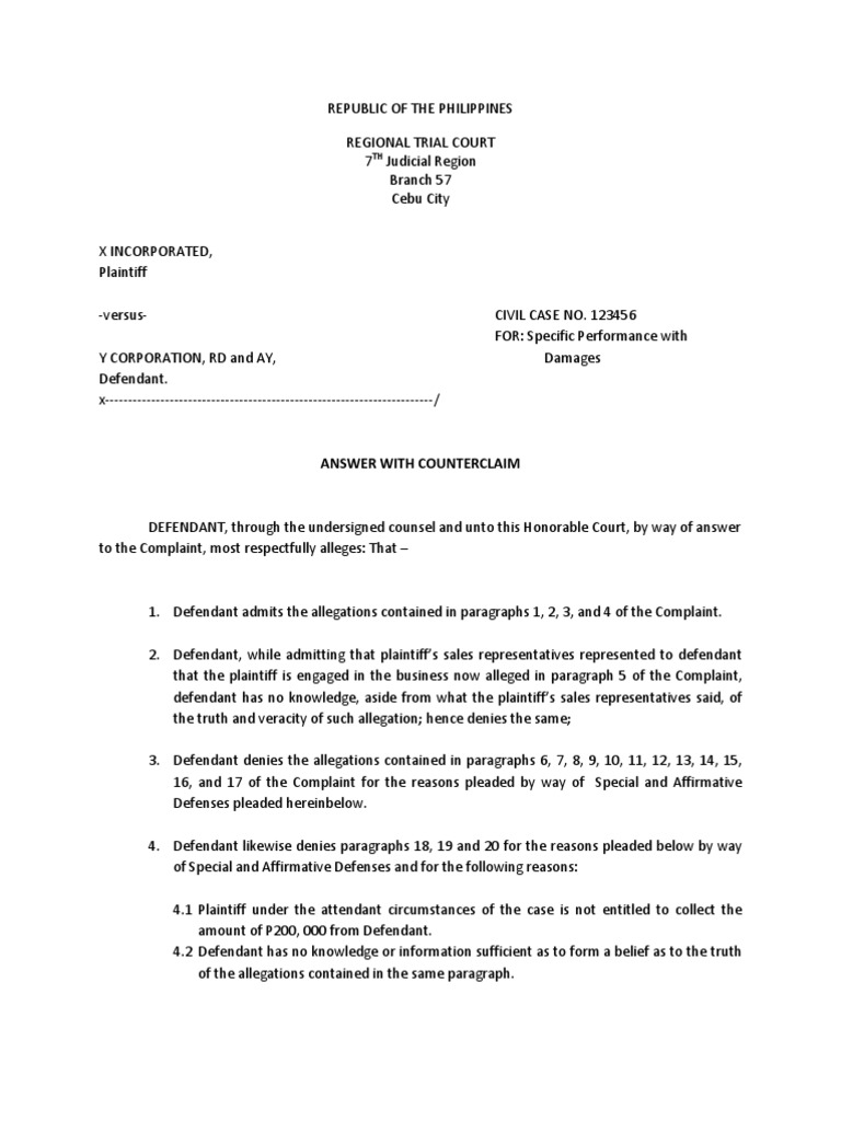 Answer | PDF | Lawsuit | Complaint