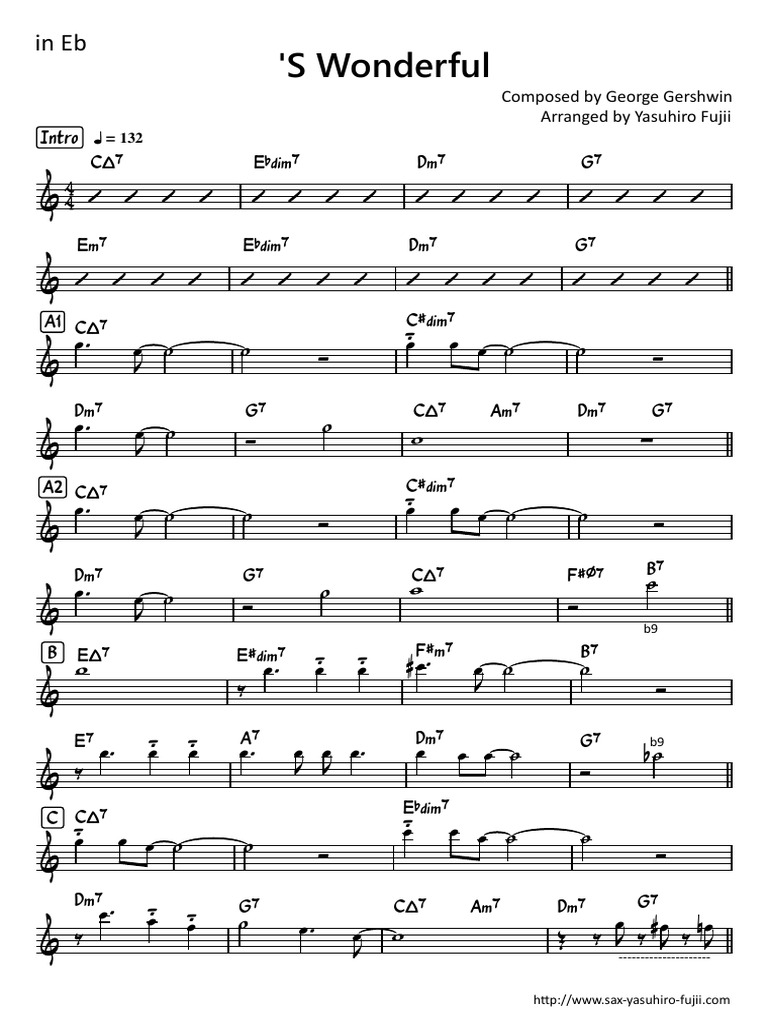 'S Wonderful Lead Sheet for Alto Sax | PDF