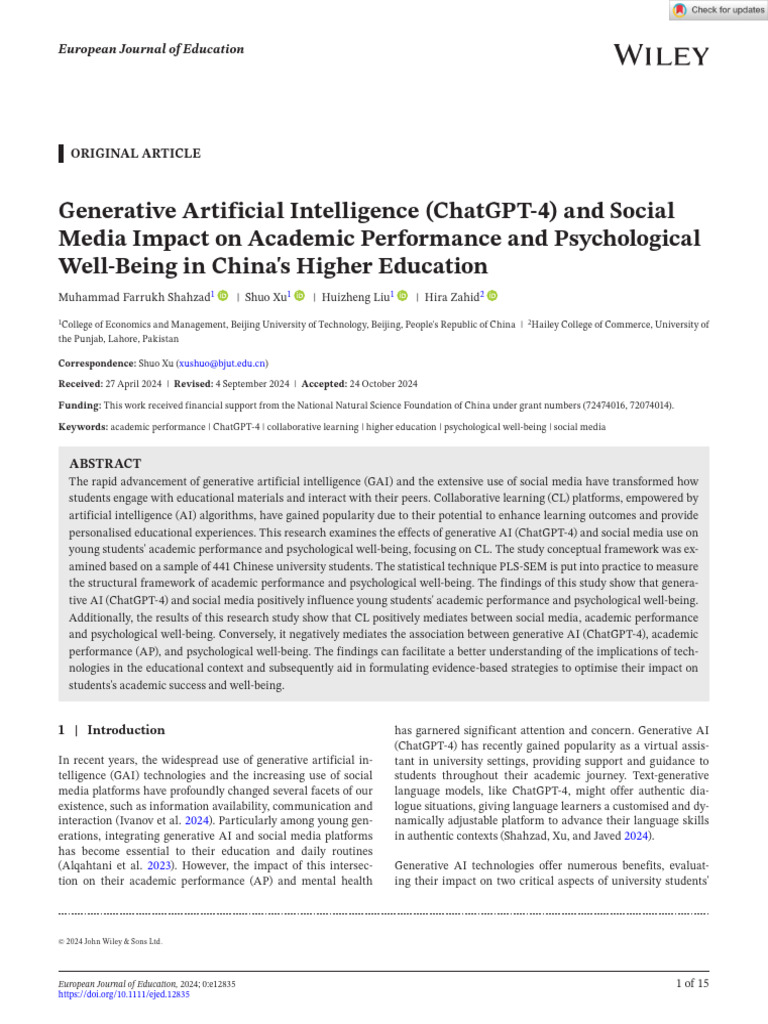 Generative Artificial Intelligence (ChatGPT‐4) and Social Media Impact ...