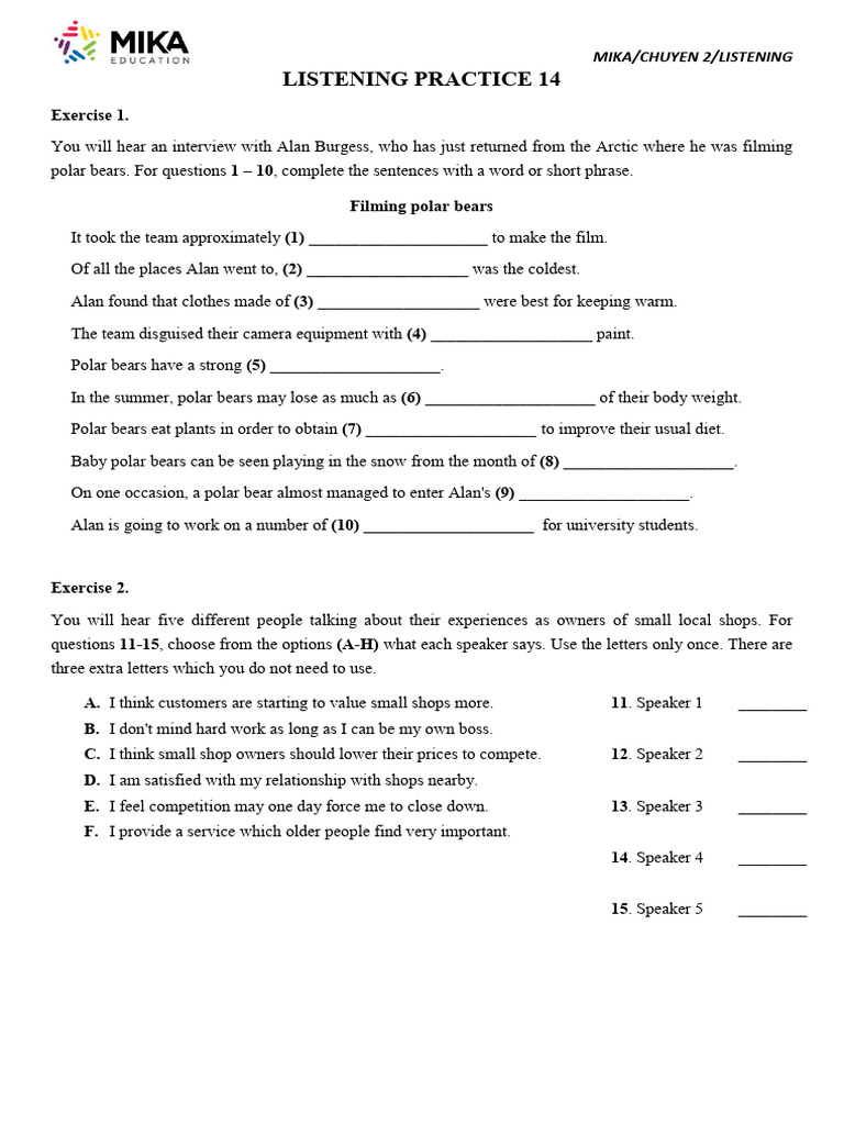 C2_Listening Practice 14 | PDF
