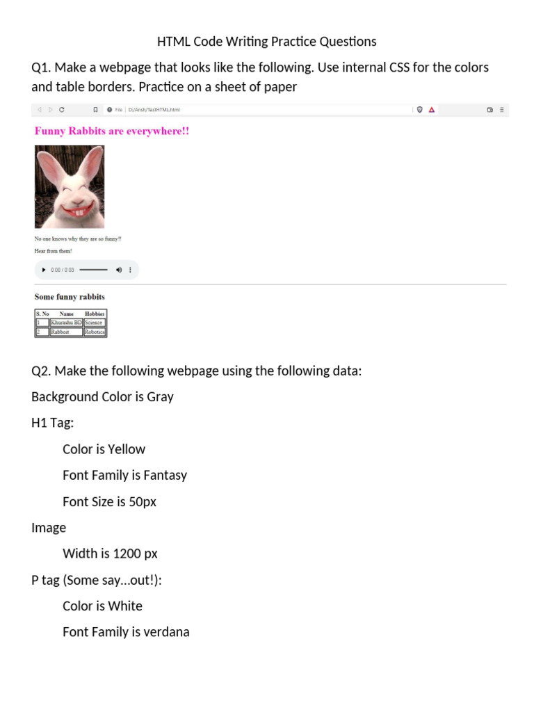 HTML Questions | PDF