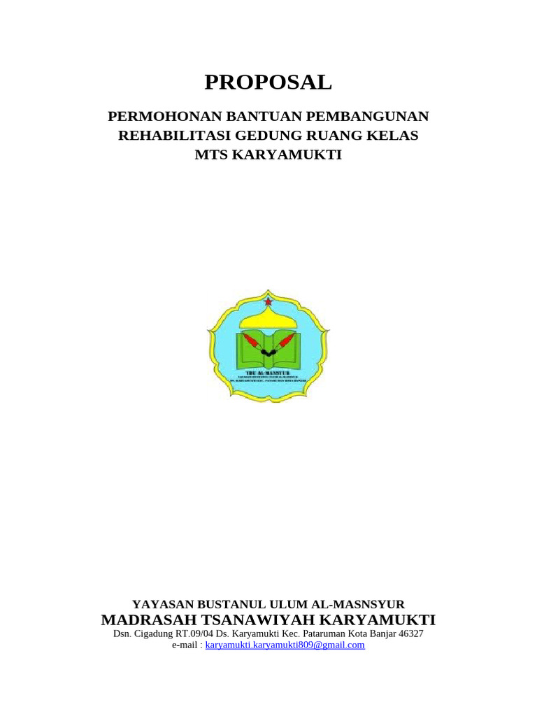 PROPOSAL REHAB KELAS MTs Karyamukti | PDF