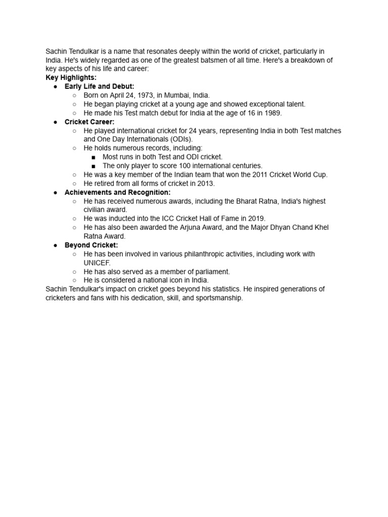 Sachin Tendulkar | PDF
