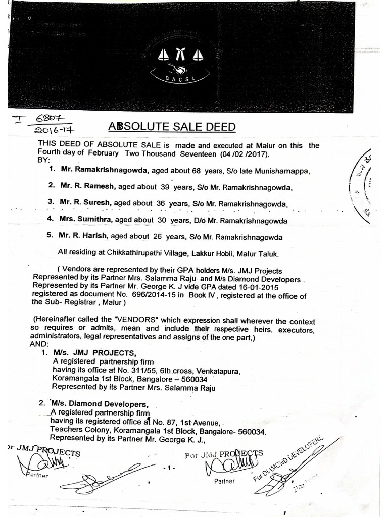 CKTP Sale Deed Sy No 15 - 3 | PDF