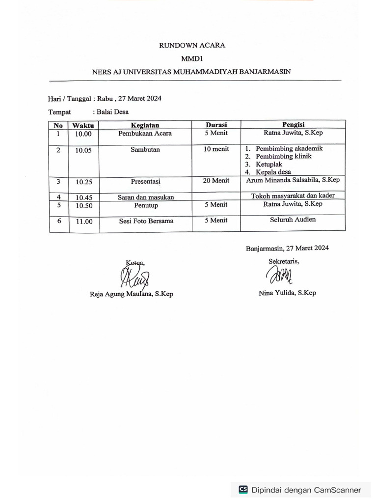 Rundown Acara MMD1 | PDF