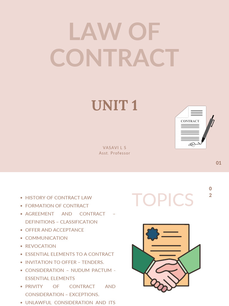 Contract Law Unit 1 - VLS | PDF | Offer And Acceptance | Consideration