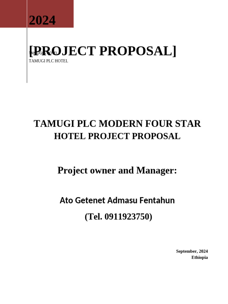Ato Animaw+hotel Proposal +project Best+lemi | PDF | Equity (Finance) | Tourism