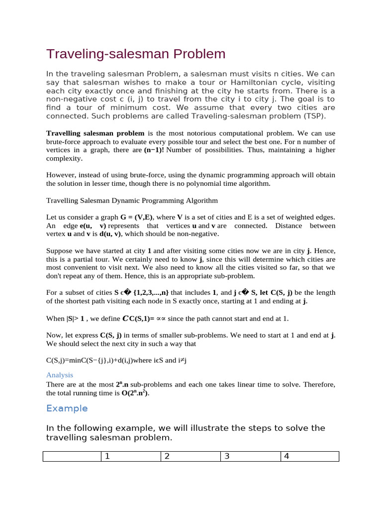 Travelling Salesman Problem | PDF | Combinatorics | Mathematical Relations