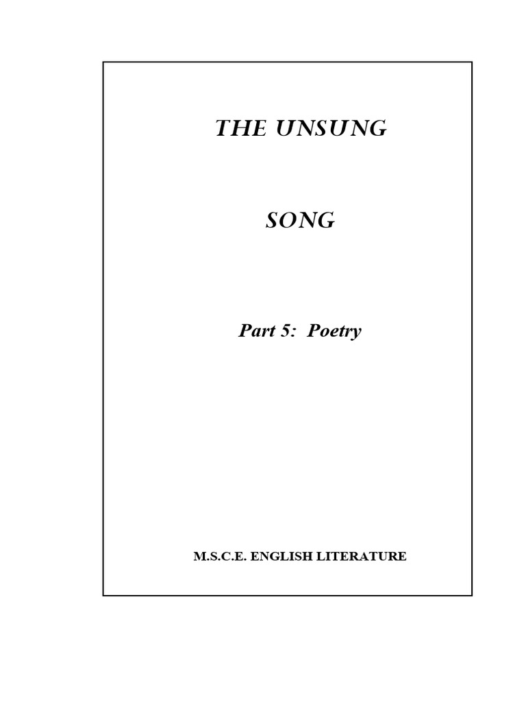 The Unsung Song (Poems) | PDF