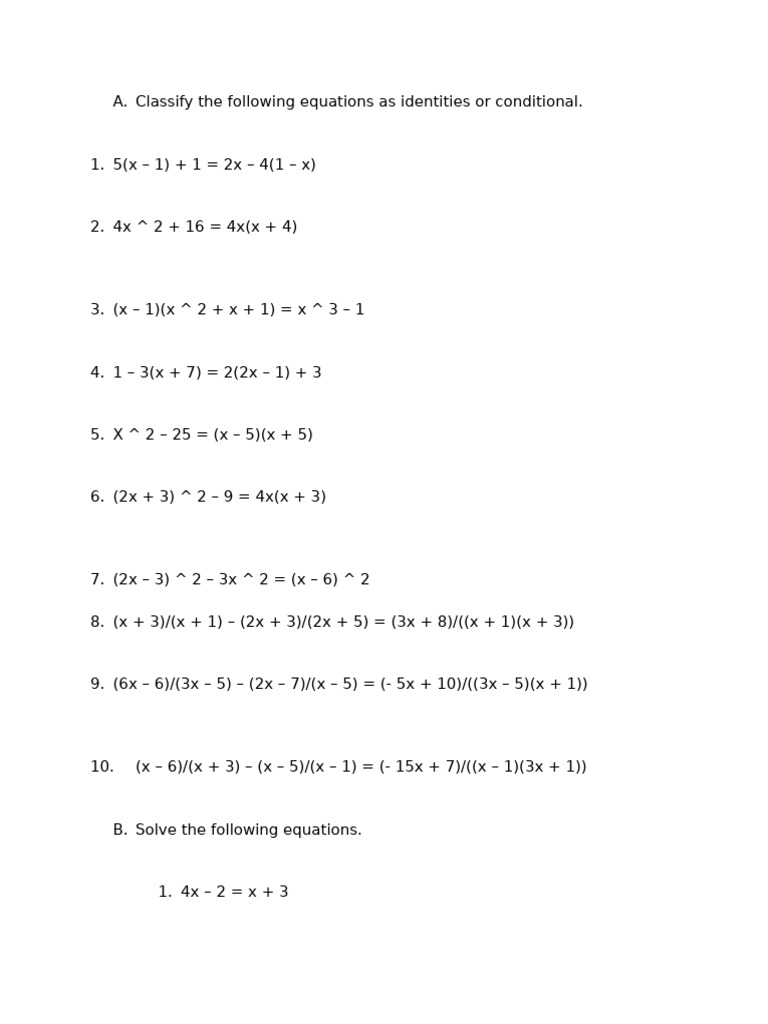 Linear Equation Activity | PDF