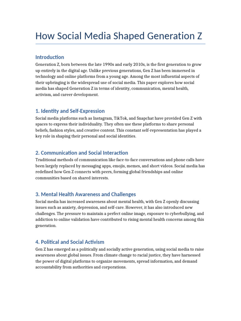 Impact of Social Media on Gen Z | PDF | Social Media | Popular Culture ...