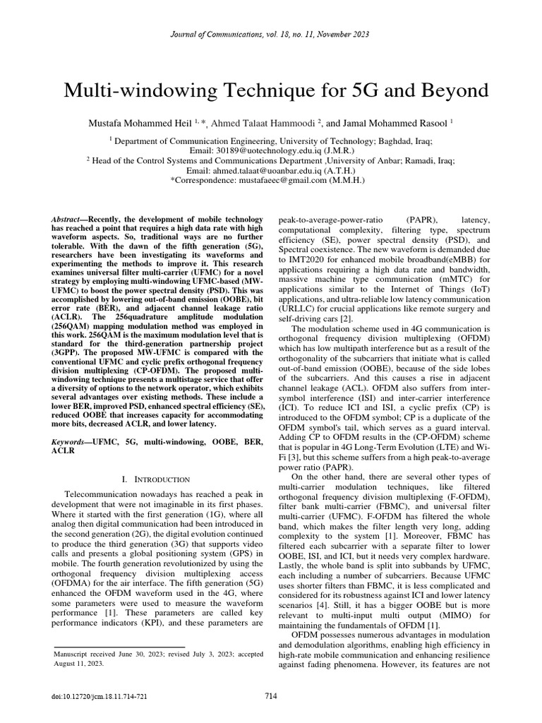 Multi Windowing Technique For 5G and Beyond | PDF | Orthogonal Frequency Division Multiplexing ...