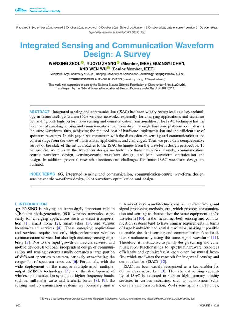 Integrated Sensing and Communication Waveform Design A Survey | PDF | Orthogonal Frequency ...