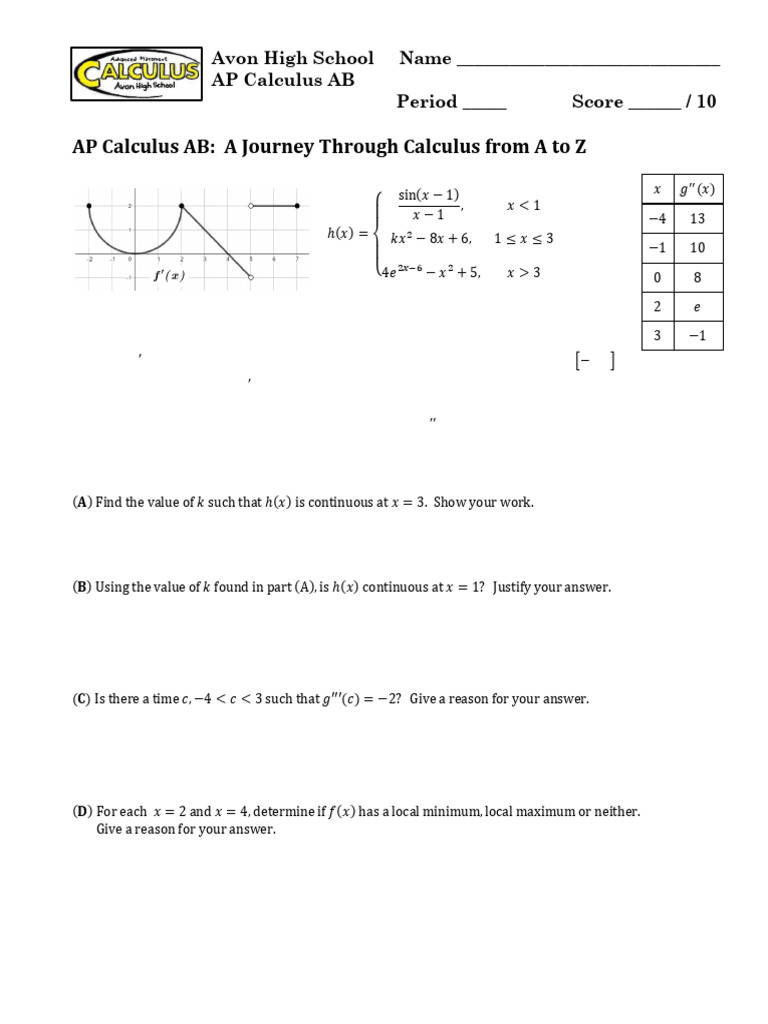 AP Calculus AB: A Comprehensive Guide | PDF | Derivative | Function ...