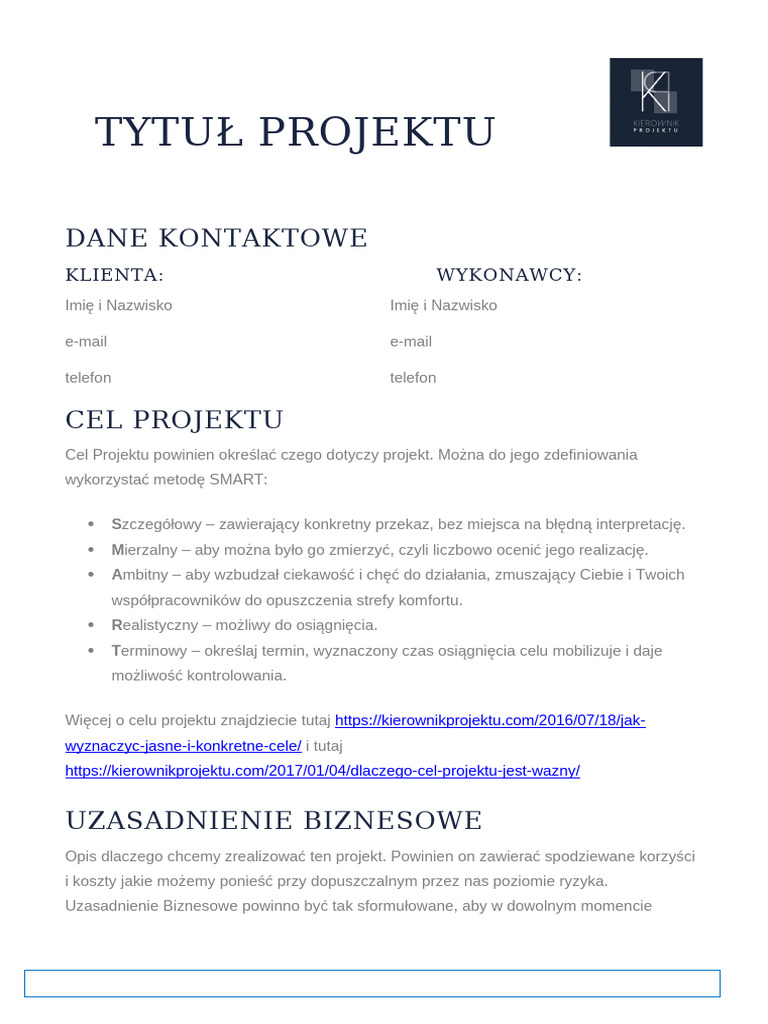 Karta Projektu Szablon | PDF