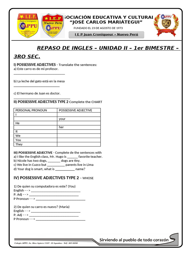 Repaso Final 3ro Sec | PDF