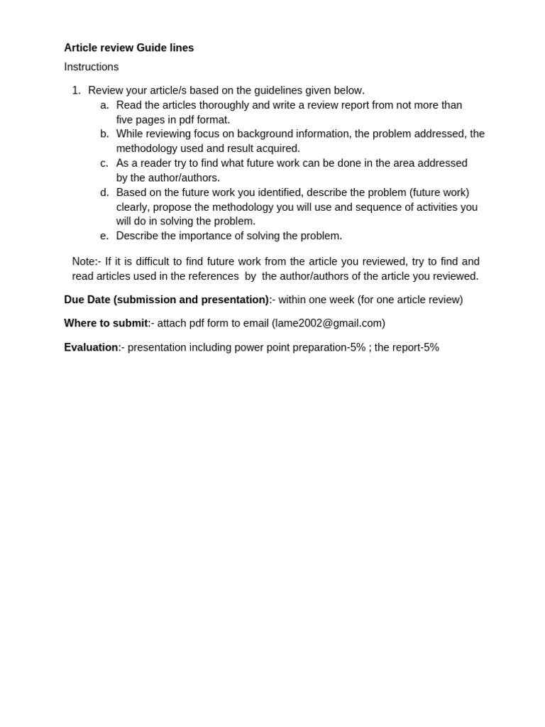 Article Review Guidelines | PDF