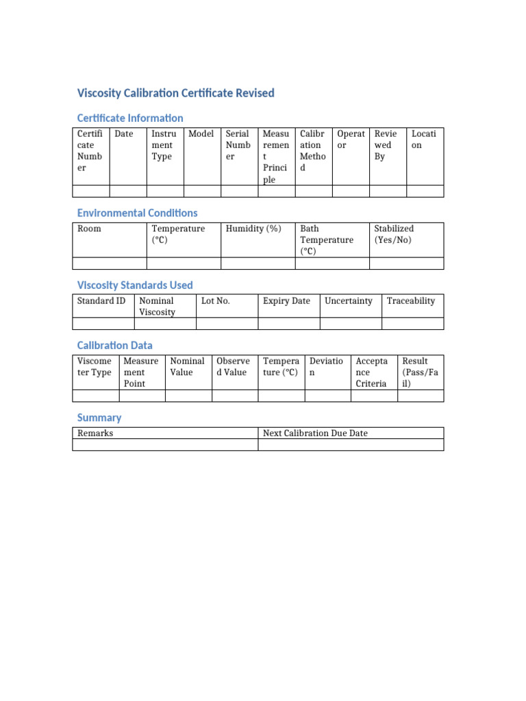 Viscosity Calibration Certificate Revised | PDF