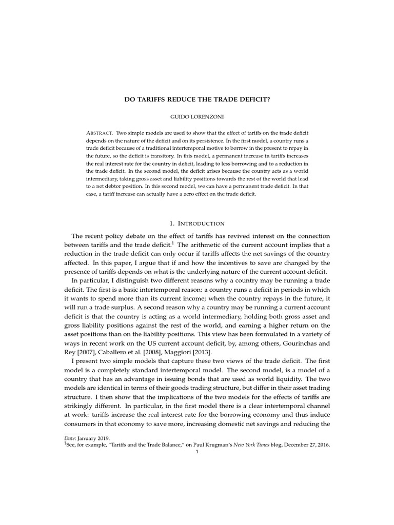 Do Tariffs Reduce The Trade Deficit? | PDF | Government Budget Balance ...