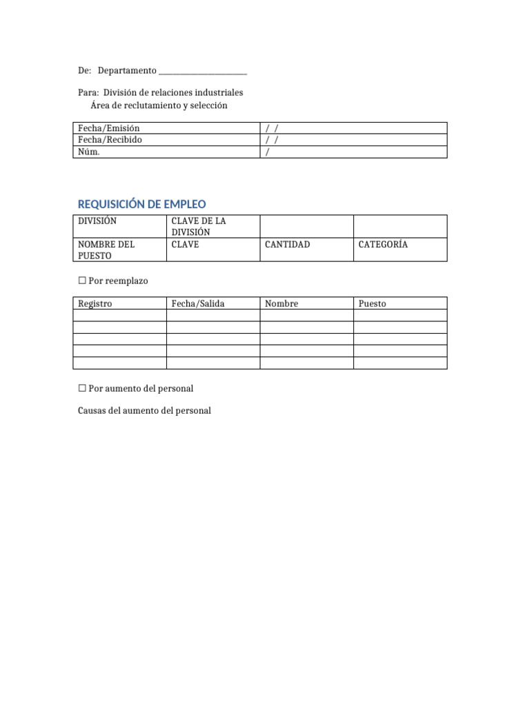 Requisicion Empleo | PDF
