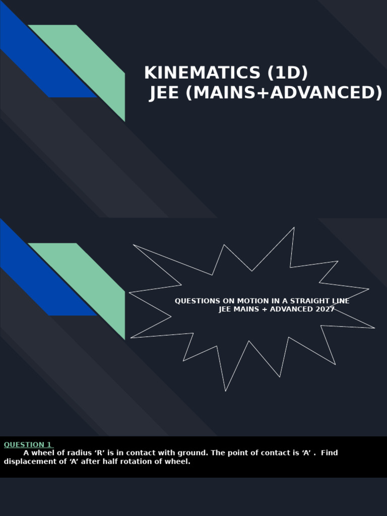 Kinematics Questions 1D | PDF | Acceleration | Velocity
