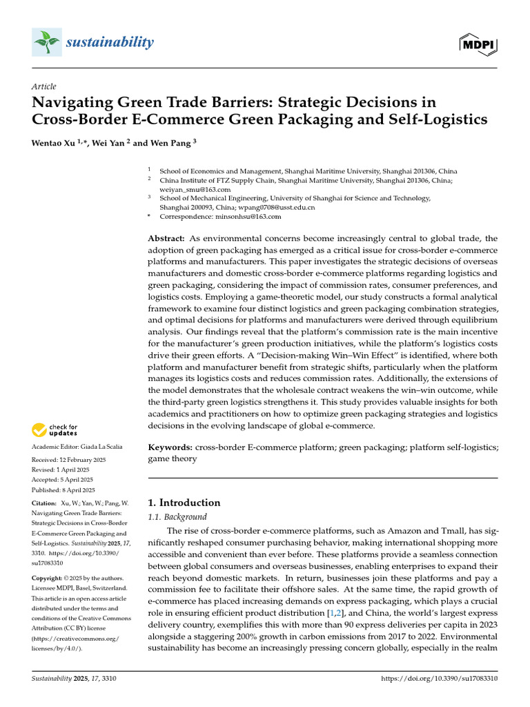 Navigating Green Trade Barrier | PDF | Logistics | E Commerce