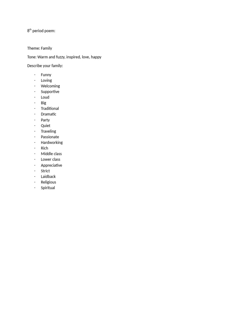 8th Period Poem Brainstorm | PDF