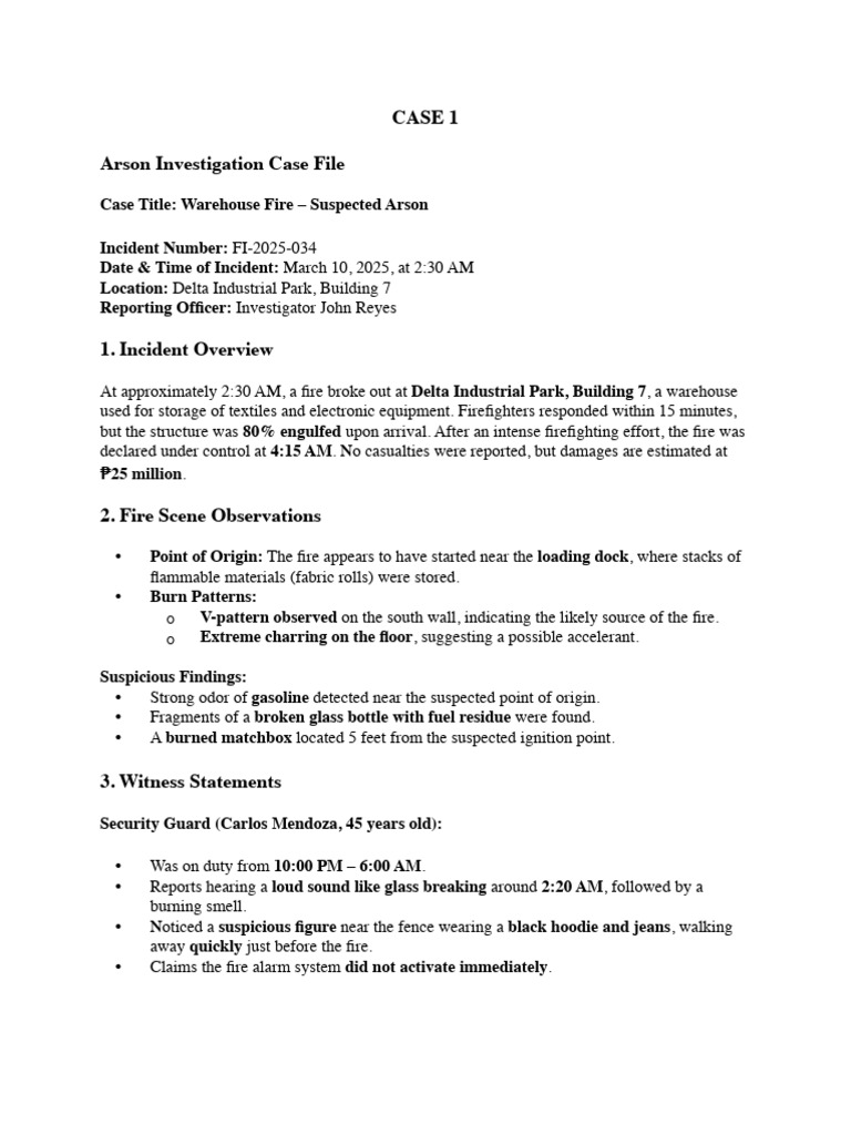 Arson Investigation Case Files Summary | PDF | Arson | Crime & Violence