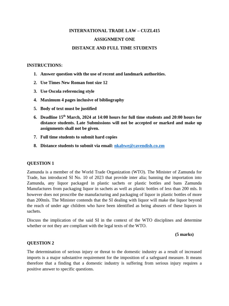 International Trade Assignment | PDF