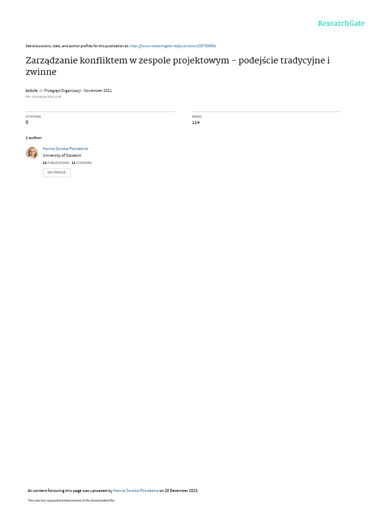 Zarzadzanie Konfliktem W Zespole Projektowym - Pod | PDF