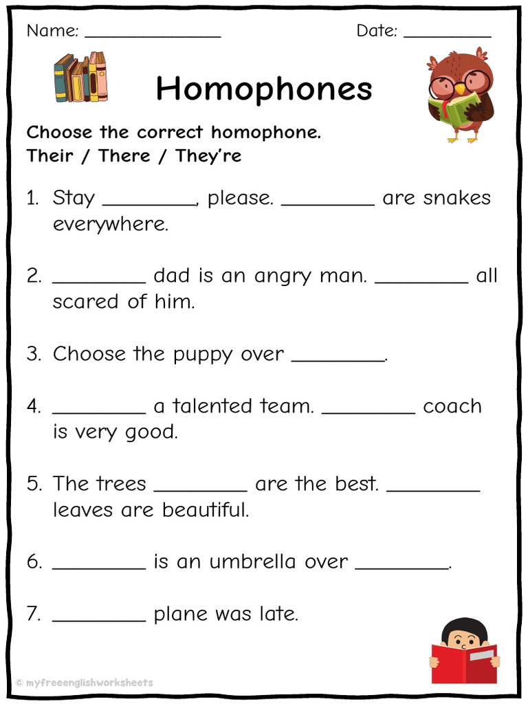 Homophone Practice Worksheet | PDF