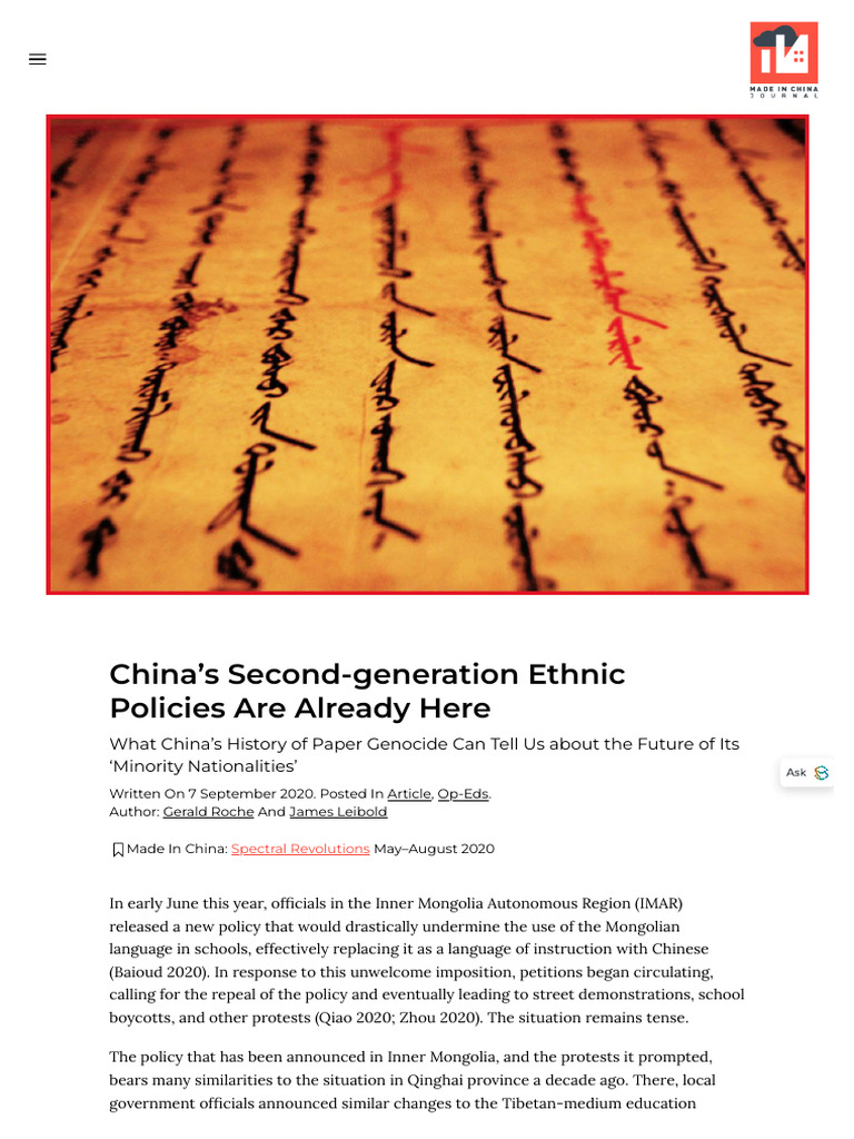 China's Second-Generation Ethnic Policies Are Already Here - Leilibod ...