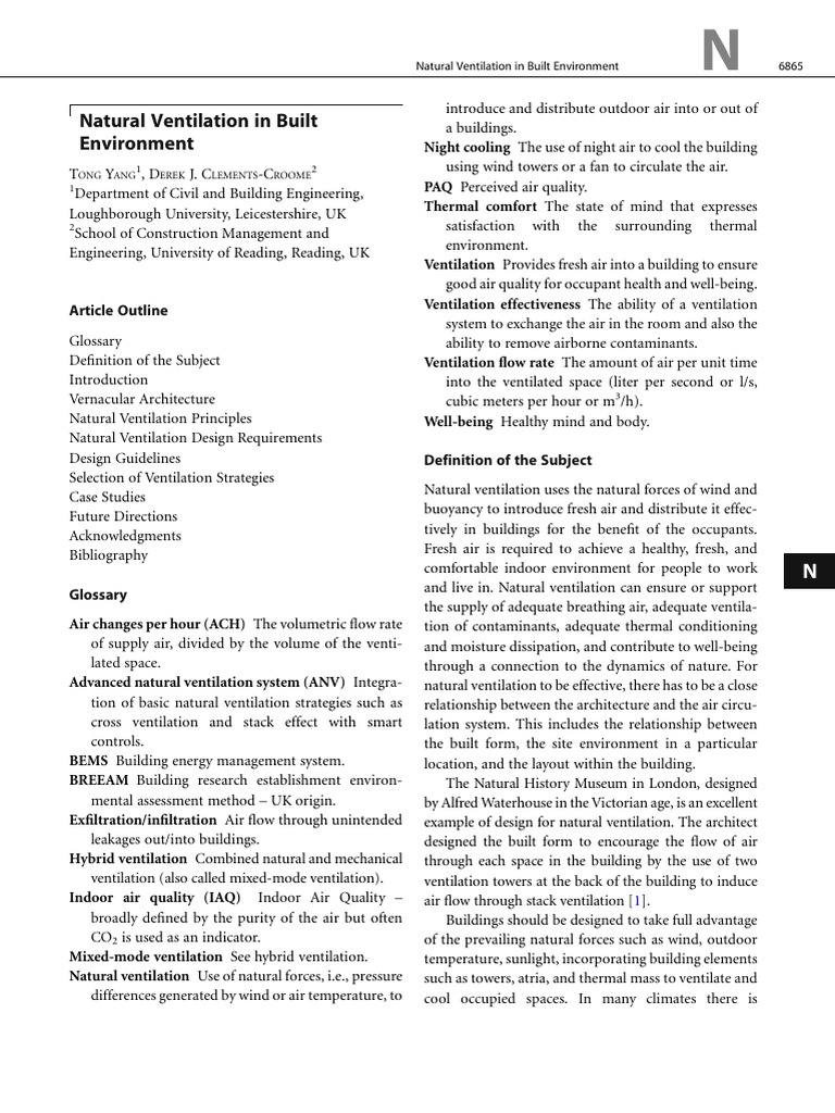 Natural Ventilation in Built Environment | PDF | Ventilation (Architecture) | Wound