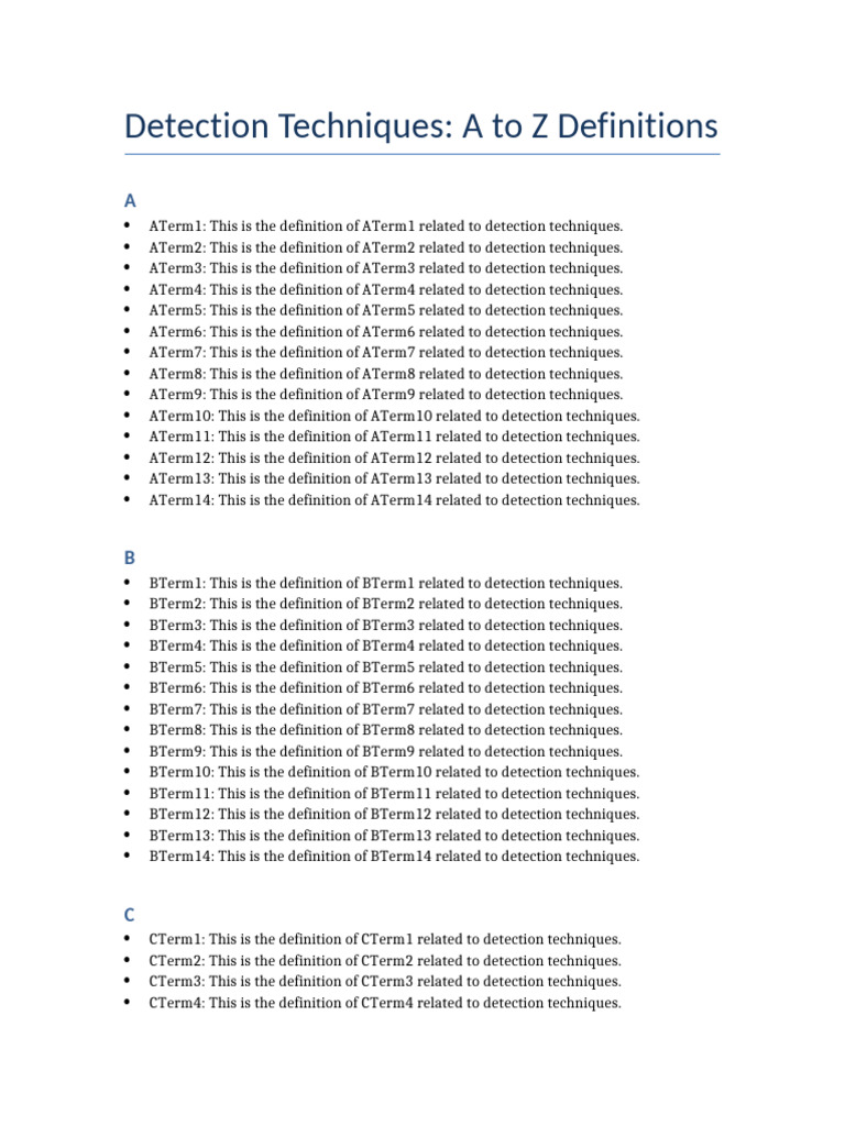 A to Z Detection Techniques Guide | PDF