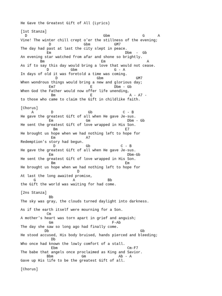 He Gave The Greatest Gift of All L | PDF