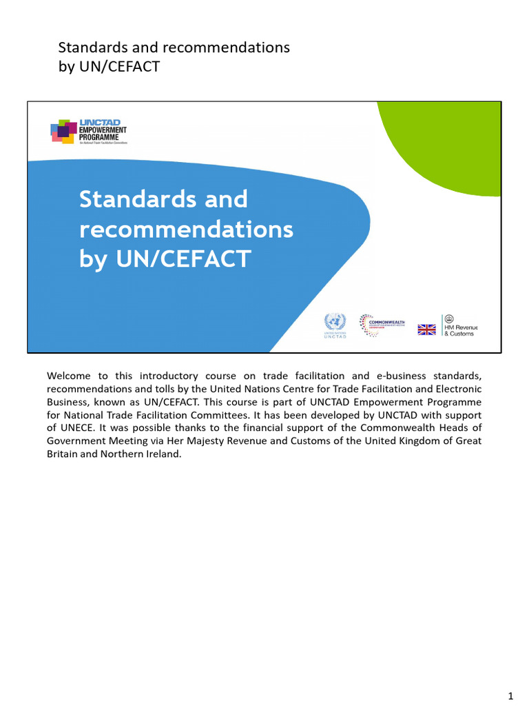 UN/CEFACT Standards Overview | PDF | Trade | International Trade
